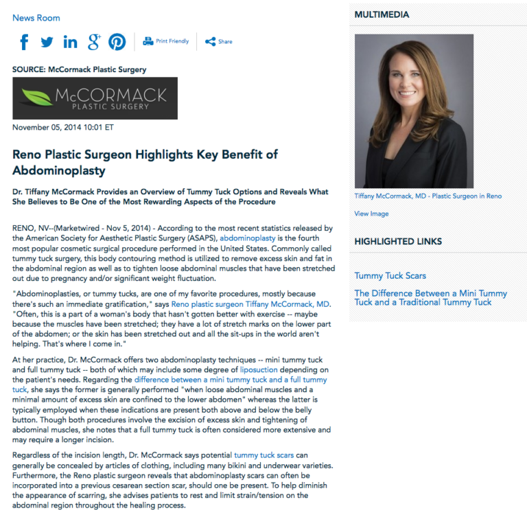 Reno Plastic Surgeon Highlights Key Benefit of Abdominoplasty | Reno ...